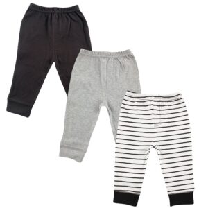 luvable friends baby boys cotton pants, black stripe 3-pack, 3t us