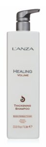 l'anza healing volume thickening shampoo, boosts shine, volume, and thickness for fine and flat hair, rich with bamboo bodifying complex and keratin (33.79 fl oz)