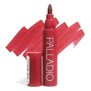 palladio lip stain, hydrating and waterproof formula, matte color look, longlasting all day wear lip color, smudge proof natural finish, precise chisel tip marker, berry