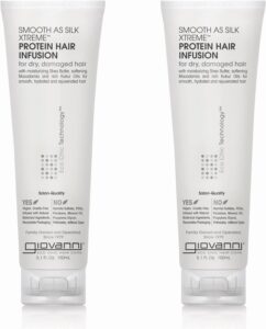 giovanni smooth as silk xtreme protein hair infusion - deep moisturizing & frizz calming hair mask, infusion to revitalize coarse & over-processed hair, color safe, paraben free - 5.1oz (pack of 2)