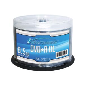 optical quantum 8x 8.5dvd+r double layer blank disc silver top, 50 pcsgb