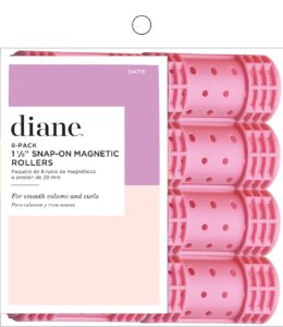 diane snap-on magnetic rollers pack of 8 hair curlers for women and girls, small, diameter, pink, d4719, 8 count (pack of 1)