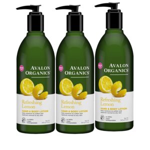 avalon organics lemon hand and body lotion, 12 ounce - 3 per case.