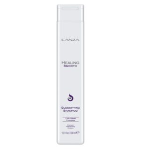 l'anza healing smooth glossifying shampoo, nourishes, repairs, and boosts hair shine and strength for a perfect silky-smooth, frizz-free look (10.14 fl oz)