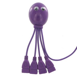 usb hub 2.0 4-port for mac and pc. true usb 2.0 speed. 4-legged octopus (tm). very cute octopus design. (purple)