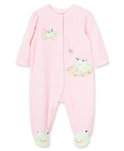 little me frog friends footie, pink, newborn