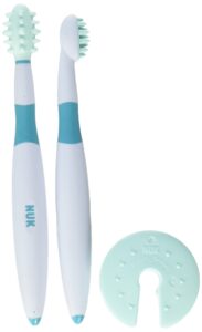 nuk grins and giggles training toothbrush set, blue