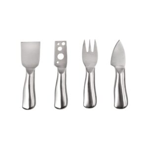 true quartet tool set brushed stainless steel, knives, cheese forks, dishwasher safe, set of 4, silver