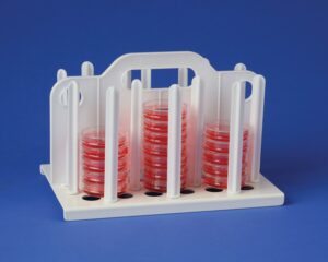 sp bel-art proculture 60mm petri dish rack; 10½ x 6¾ x 6¾ in., 54 places, plastic (f18991-0060)