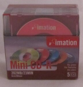 imation neon mini cd-r 202mb/23 min cds