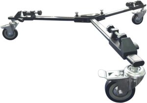 vidpro pd-1 professional tripod dolly - heavy duty with adjustable leg mount with locking wheels and carrying case compatible with most tripods perfect for cameras camcorder and lighting equipment