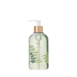 thymes moisturizing hand wash soap with pump - luxury hand soap gently cleanses & moisturizes - skin care with glycerin & jojoba - energizing, fresh fragrance (eucalyptus, 8.25 oz)