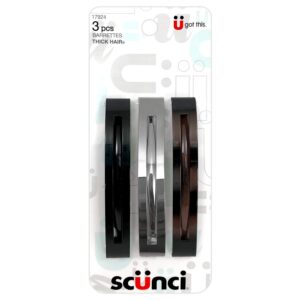 scunci thick hair open slide metal barrettes 3-pcs per pack (1-pack)