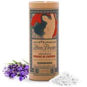 non aerosol dry shampoo powder for dark hair and blonde - all natural & organic hair care, paraben free, talc free, no white cast, synthetic fragrance free - lavender and clary sage, 4 oz