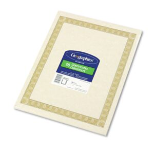 geographics : parchment paper certificates, 8-1/2 x 11, natural diplomat border, 50 per pack -:- sold as 2 packs of - 50 - / - total of 100 each