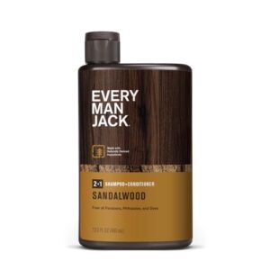 every man jack daily shampoo+conditioner for all hair types, sandalwood, 13.5 fluid ounce