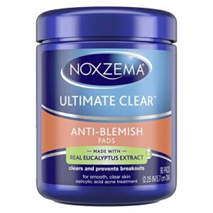 noxzema ultimate clear face pads clears & prevents acne anti-blemish made with over 60% alcohol 90 count