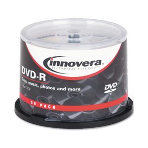 innovera 46850 dvd-r discs, 4.7gb, 16x, spindle, silver (pack of 50)