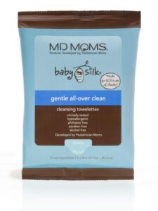 baby wipes by md moms – sensitive eczema approved hypoallergenic cleansing towelettes for sensitive skin (12 ct travel pouch)