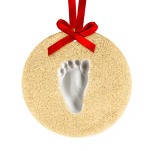 lil peach mistletoes footprint christmas tree ornament, babyprints making kit, diy newborn holiday keepsake, baby's first christmas