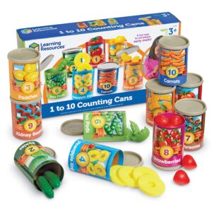 learning resources one to ten counting cans - 65 pieces, ages 3+ toddler learning toys, preschool pretend play toys, supermarket toys