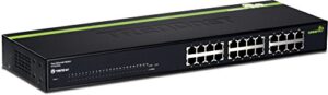 trendnet 24-port 10/100 mbps greennet switch, 4.8gbps switching capacity, plug & play, metal, rackmount, lifetime protection, te100-s24g