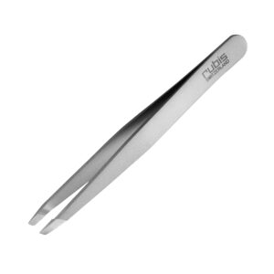 rubis ion-coated classic stainless steel slanted tweezers for precise eyebrows and hair removal, 4k102,rubis switzerland swiss made world renowned precision