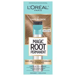 l'oreal paris magic root rescue 10 minute root hair coloring kit, permanent hair color with quick precision applicator, 100 percent gray coverage, 7 dark blonde, 1 kit (packaging may vary)