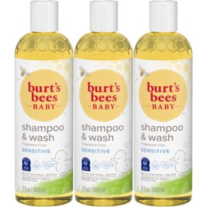 burt's bees baby shampoo & wash, fragrance free & tear free baby soap - 12 ounce bottle