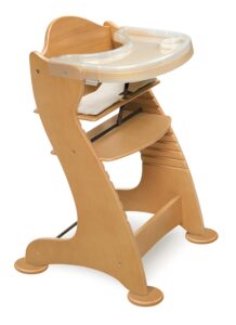 embassy convertible height adjustable wood baby high chair with 2 trays