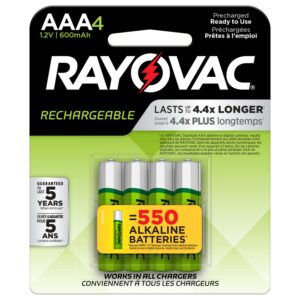 rayovac rechargeable aaa batteries, rechargeable triple a batteries (4 count)