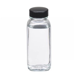 wheaton w216892 french square bottle, clear glass, capacity 4oz with 33-400 black phenolic poly-seal lined screw cap, diameter 45mm x 111mm (case of 24)