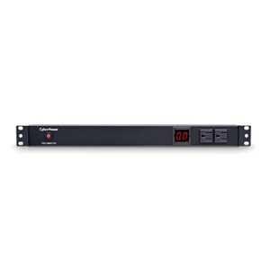 cyberpower pdu15m2f12r metered pdu, 100-125v/15a (derated to 12a), 14 outlets, 1u rackmount, 15 foot power cord