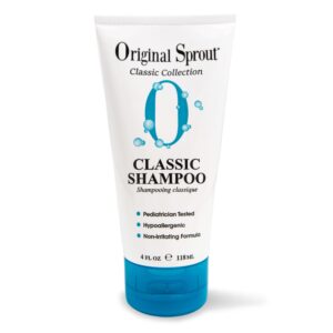 original sprout classic shampoo for all hair types, sulfate free and vegan shampoo, 4 oz. bottle