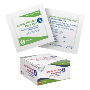 dynarex alcohol prep pads, medical-grade and non-woven prep pads, saturated with 70% isopropyl alcohol, rapid-acting antiseptic wipes, 1-ply, medium, 1 box of 200 alcohol prep pads