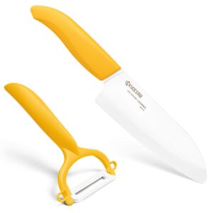 kyocera revolution ceramic knife and peeler, 5.5 inch, yellow