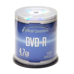 optical quantum dvd-r 4.7gb 16x shiny silver top media disc - 100 disc spindle (ffp) oqdmr16st-bx