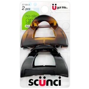 scunci no-slip grip 5.5 cm jaw clips, women unisexall day hold, 2-count per pack (1-pack total)