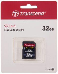 transcend 32gb sdhc class 10 flash memory card up to 30mb/s (ts32gsdhc10), blue