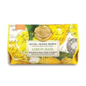 michel design works large bath soap bar, lemon basil