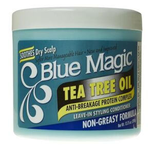 blue magic tea tree leave-in hair styling conditioner, 13.75 ounce, 12 fl oz