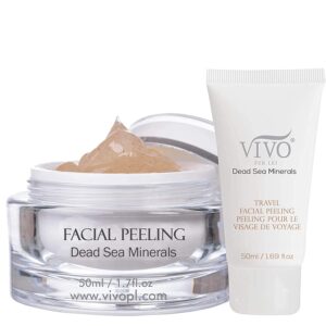 vivo per lei facial peeling gel - contains dead sea minerals and nut shell powder - gentle face exfoliator scrub and blackhead remover - peel your skin to a fresher you - 3.4 fl. oz.