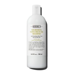 kiehl's nourishing olive fruit oil shampoo, moisturizing hair shampoo for dry & damaged hair, leaves hair soft and shiny, restores shine, with avocado oil & lemon oil - 16.9 fl oz