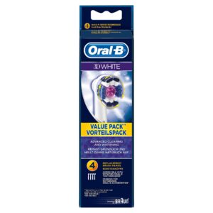 oral-b genuine 3d white replacement toothbrush heads, refills for electric toothbrush, polishes to remove stains for whiter teeth, pack of 4