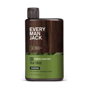 every man jack 2 in 1 shampoo conditioner tea tree, thickening, 13.5 fl oz (91307)