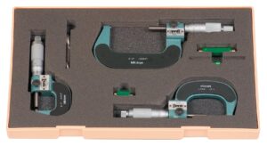 mitutoyo 193-923 digit outside micrometer set, 0-3" range, 0.0001" graduation, +/-0.0001" accuracy (3 piece set)