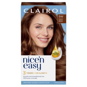 clairol nice'n easy permanent hair dye, 5w medium mocha brown hair color, 1 count