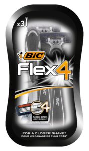 bic flex 4 comfort men's razors - pack of 3 disposable 4-blade razor - with lubricating strip for a smooth and precise shave