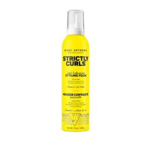 marc anthony strictly curl enhancing styling foam , extra hold - vitamin e & silk proteins transforms frizzy hair to full , shiny , defined curls - sulfate-free anti-frizz mousse product