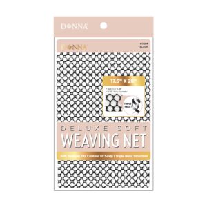 donna deluxe weaving net 17.5" x 26" black weaving net for crochet hairstyles womens crochet cap womens weaving net for hair black wig cap for hair